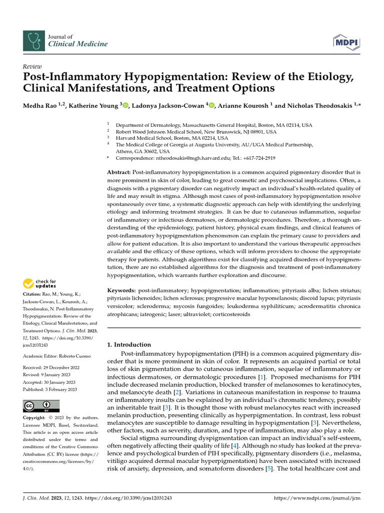Post-Inflammatory Hypopigmentation Review of The E | PDF | T Helper ...