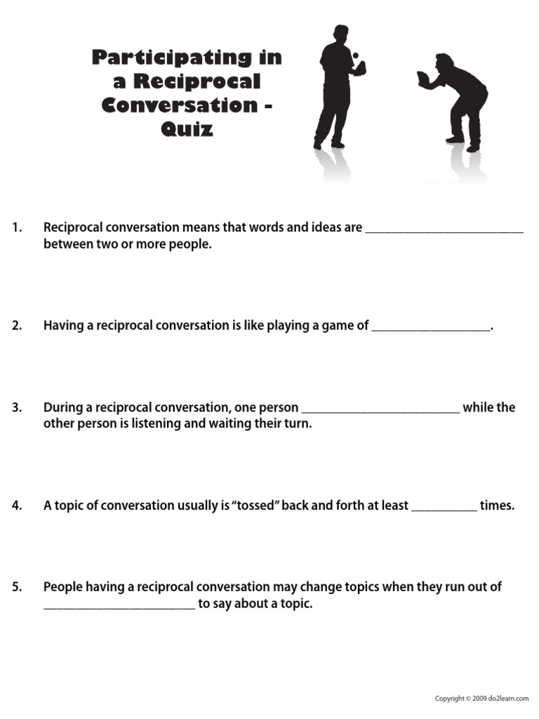 Participating in Reciprocal Conversation Quiz | PDF