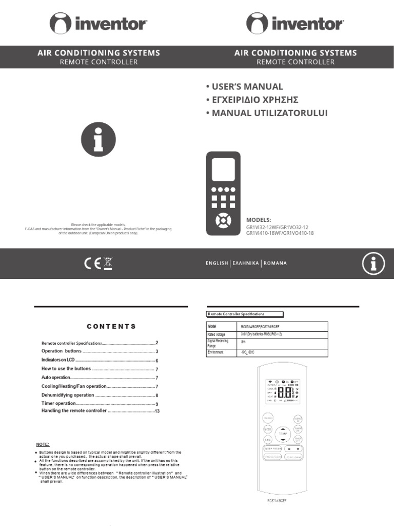Remote Controller Manual_0 | PDF | Remote Control | Air Conditioning