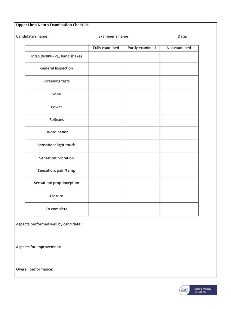 Exam-Marking-Upper-Limb-Neuro-Exam | PDF
