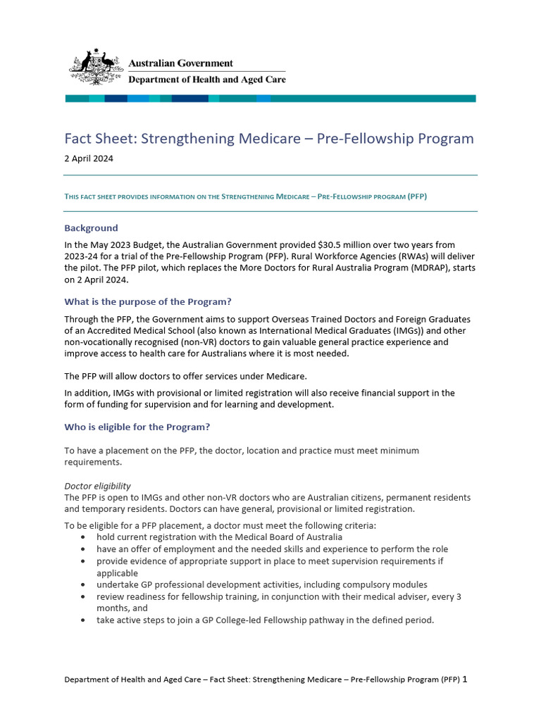 pre-fellowship-program-fact-sheet | PDF | General Practitioner | Medicine