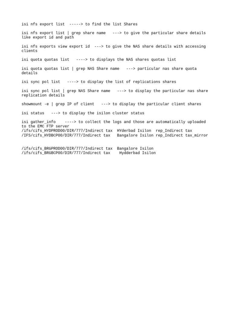 ISILON COMMANDs | PDF