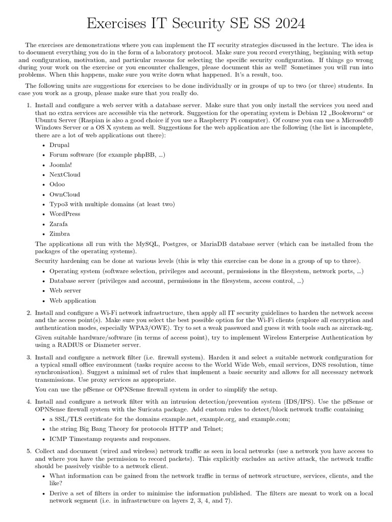 MTI_IT_Security_Exercises-1 | PDF | Computer Network | Firewall (Computing)