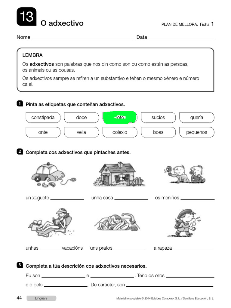 Kami Export - Adriá Cerdán Agrasar - Adxectivos X e S 3º | PDF