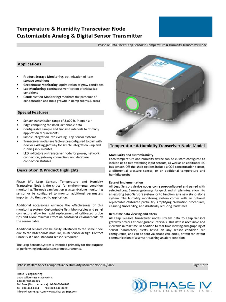 Leap Data Sheet Refrigerator Freezer 2022-04 | PDF | Humidity | Sensor