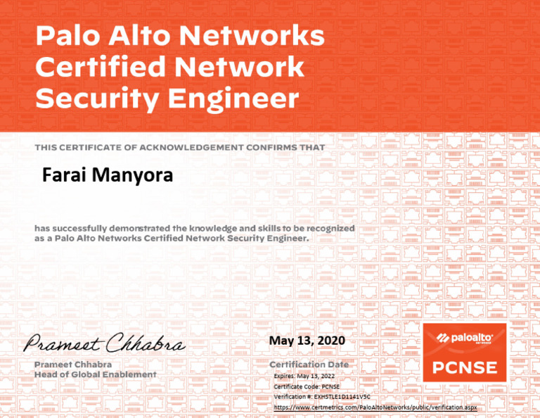 Palo Alto Networks Certified Network Security Engineer Certificate | PDF