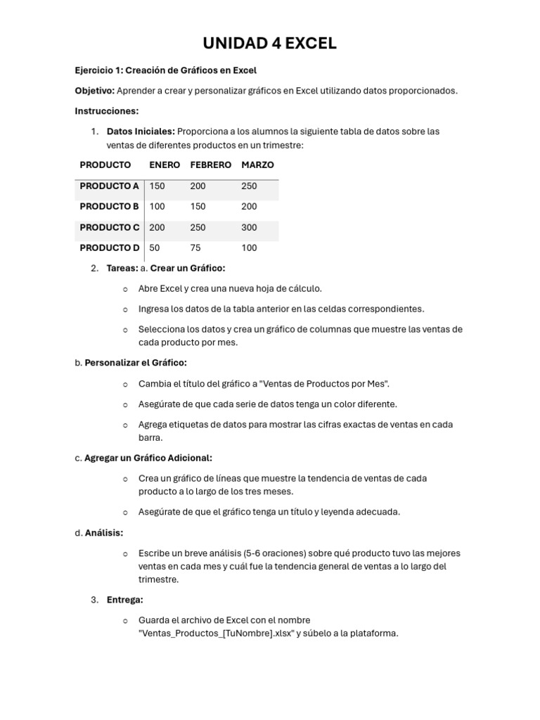 Ejercicio 1 EXCEL | PDF | Microsoft Excel | Hoja de cálculo