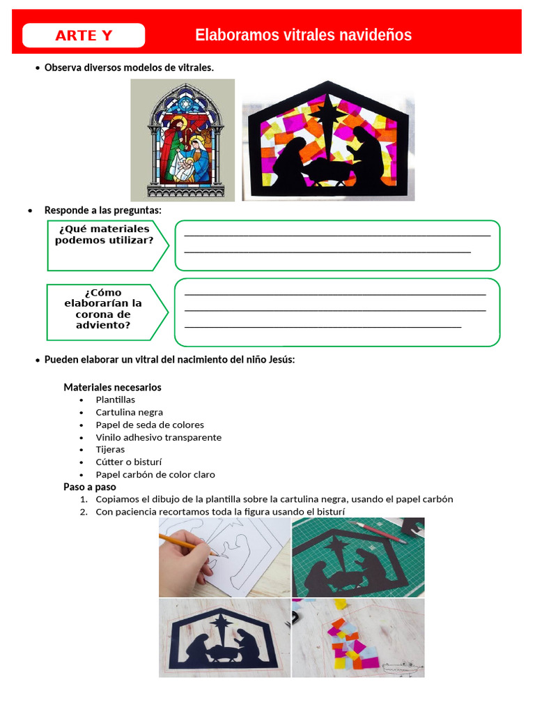 FICHA ARTE 13 de Dic Elaboramos Vitrales Navideños | PDF