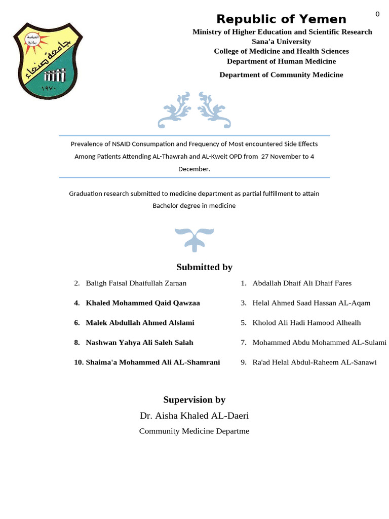 NSAID Use and Side Effects Study | PDF | Nonsteroidal Anti Inflammatory ...