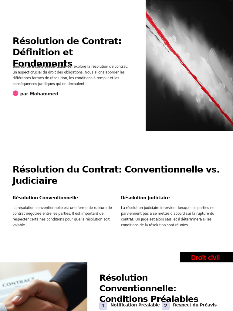 Resolution de Contrat Definition Et Fondements | PDF | Rétroactivité ...