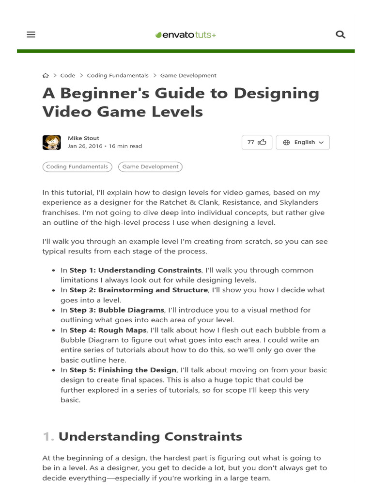 A Beginner's Guide to Designing Video Game Levels _ Envato Tuts+ | PDF
