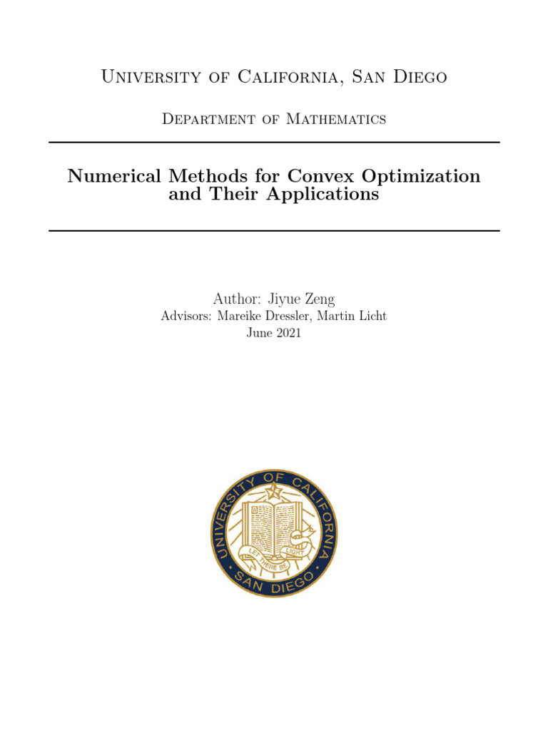 Jiyue Zeng Honors Thesis | PDF | Mathematical Optimization | Numerical ...