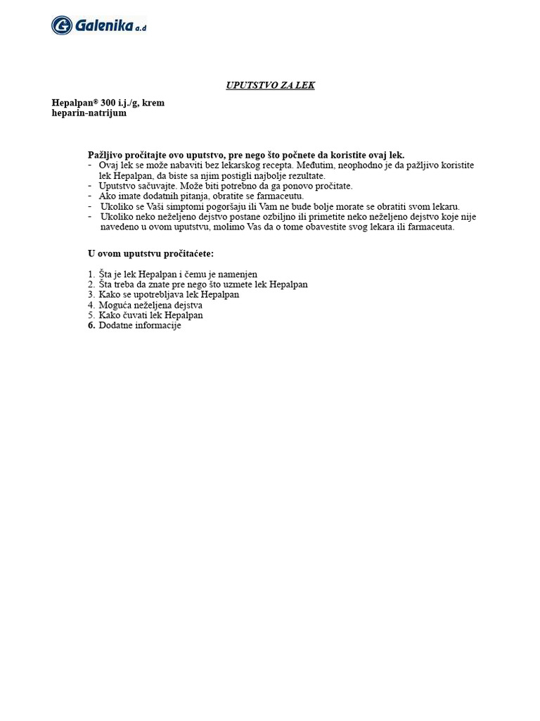 Uputstvo Hepalpan®-Krem 40g Krem Mart2022 | PDF