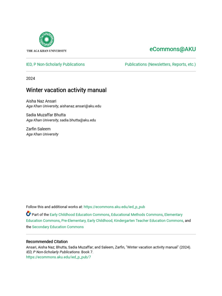 Winter Vacation Activity Manual for Kids | PDF | Creativity | Thought