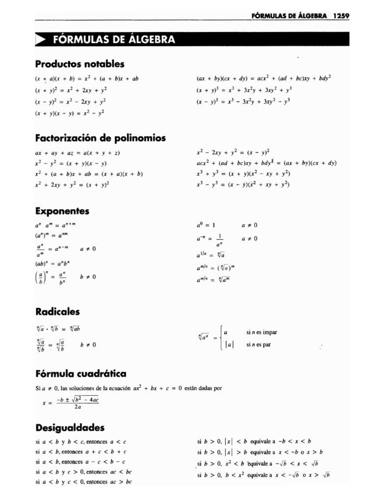 FORMULAS BASICAS | PDF