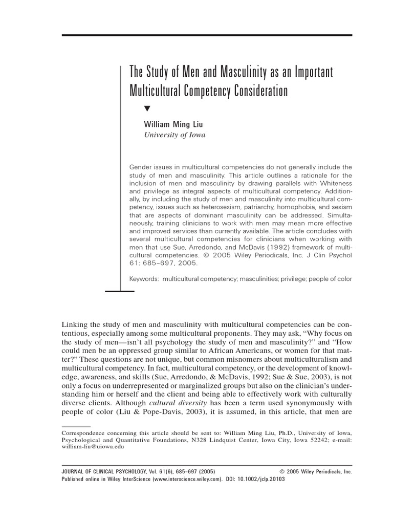 The Study of Men and Masculinity As An Important | PDF | Psychotherapy ...