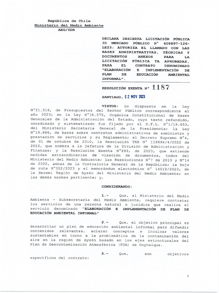 Resol Desierta y Volver A Publicar N°1187 | PDF