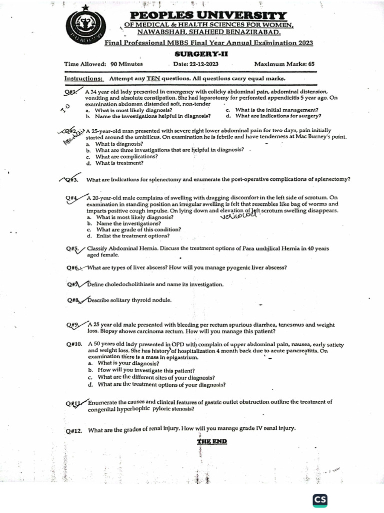 Surgery 2 Question Papers | PDF