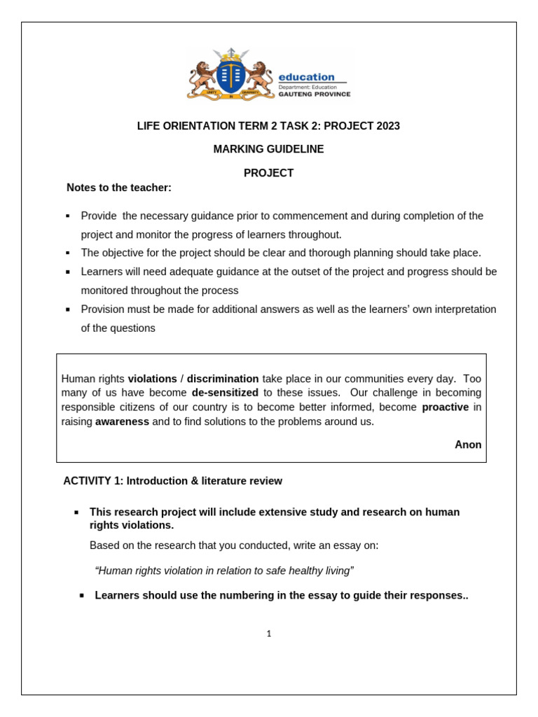 Human Rights Project Marking Guide | PDF | Social Media | Popular ...