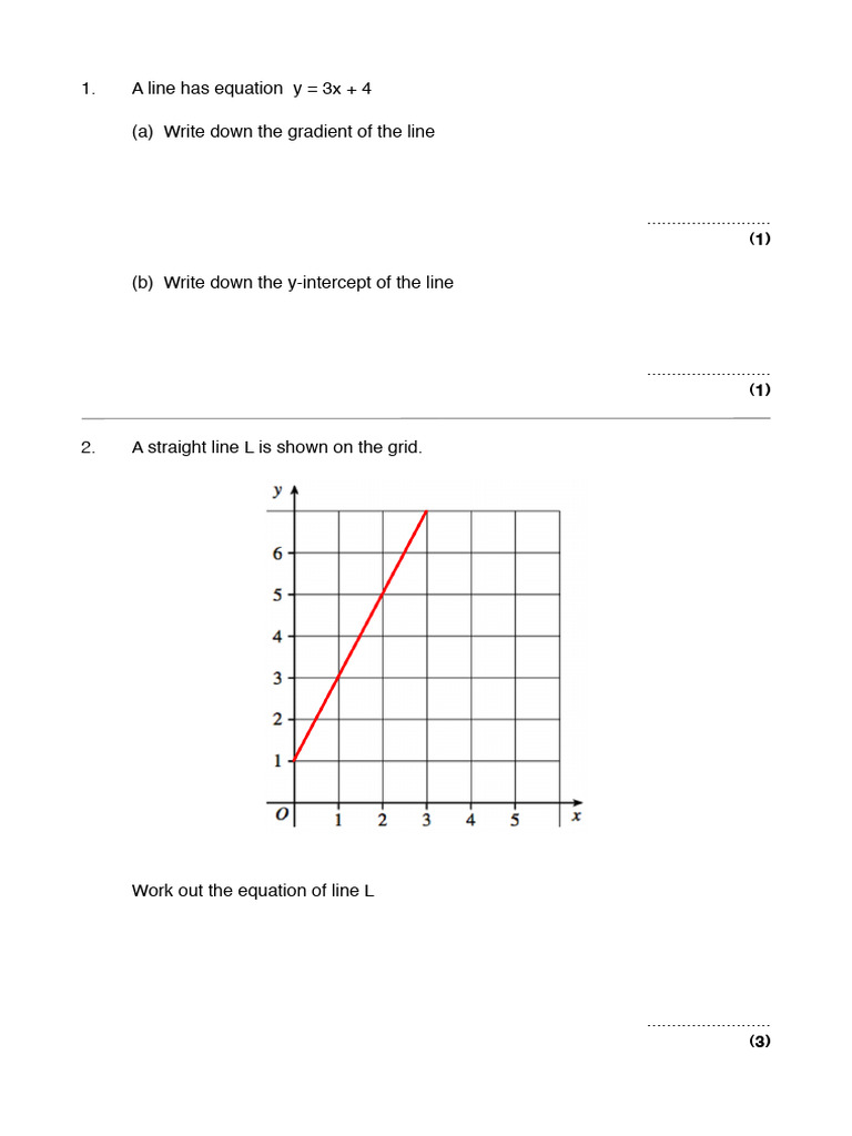Worksheet Equation of a Line | PDF | Multivariable Calculus | Applied ...