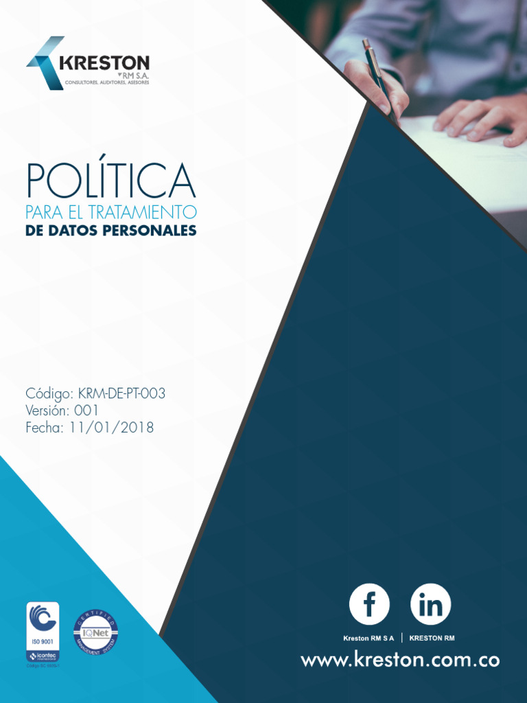 KRM-DE-PT-003_Politica_para_el_tratamiento_de_datos_personales | PDF ...