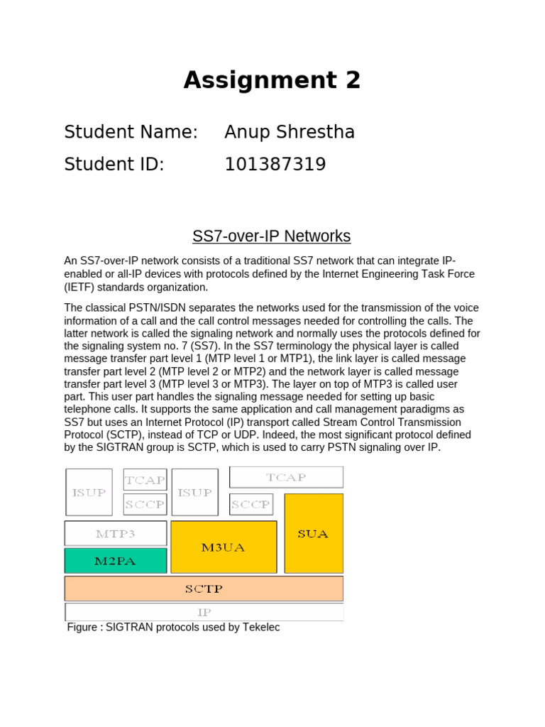Assignment 2 -SS7 Over IP Assignment Anup Shrestha (1) | PDF | Computer ...