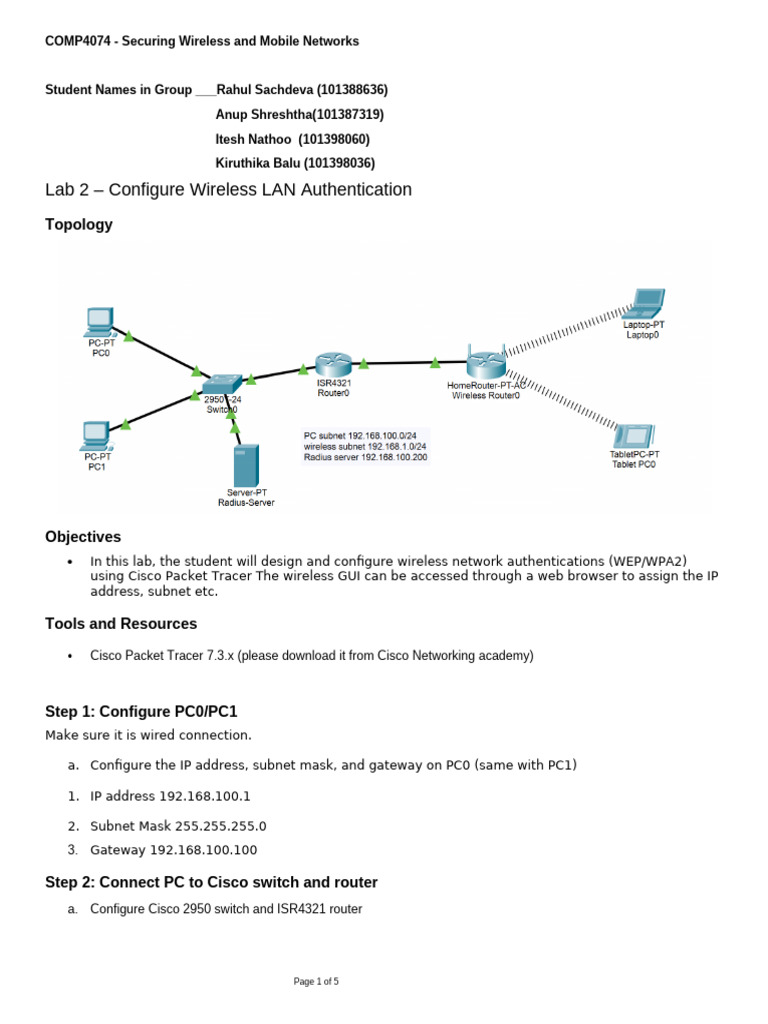 Lab 2 - Configuring Wireless Lan Authentication | PDF