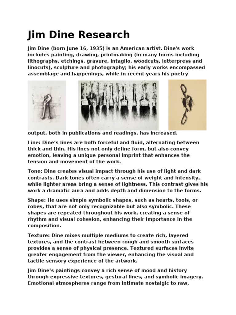 Art Enthusiasts: Jim Dine's World | PDF