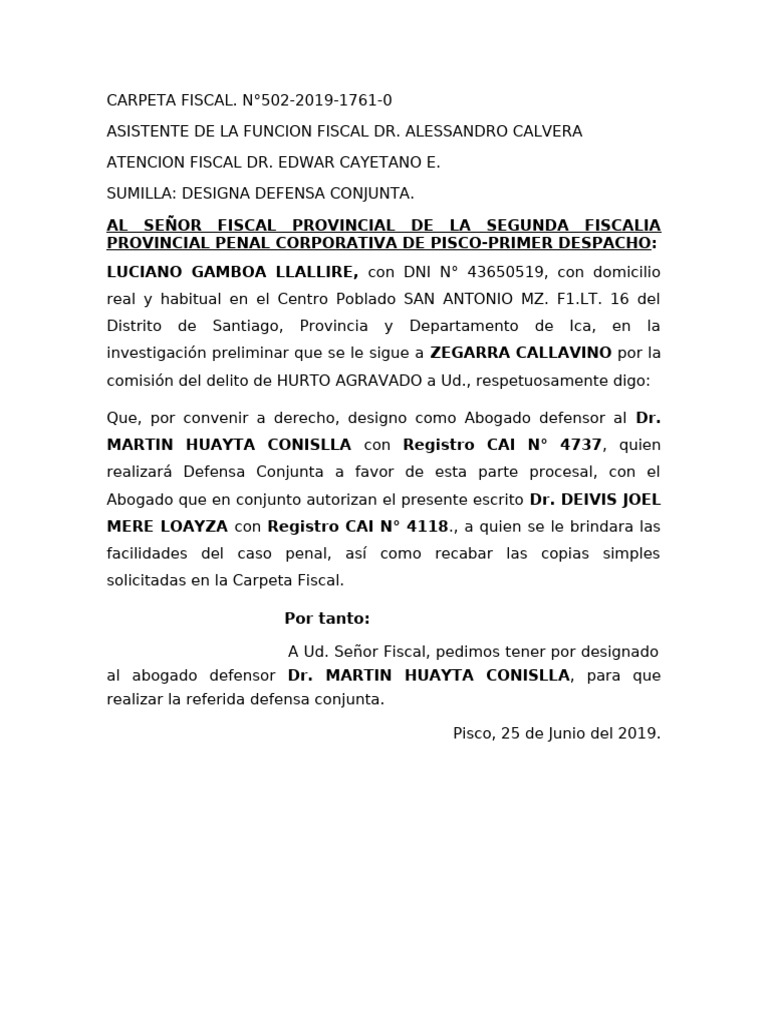 Designa Defensa Conjunta. | PDF