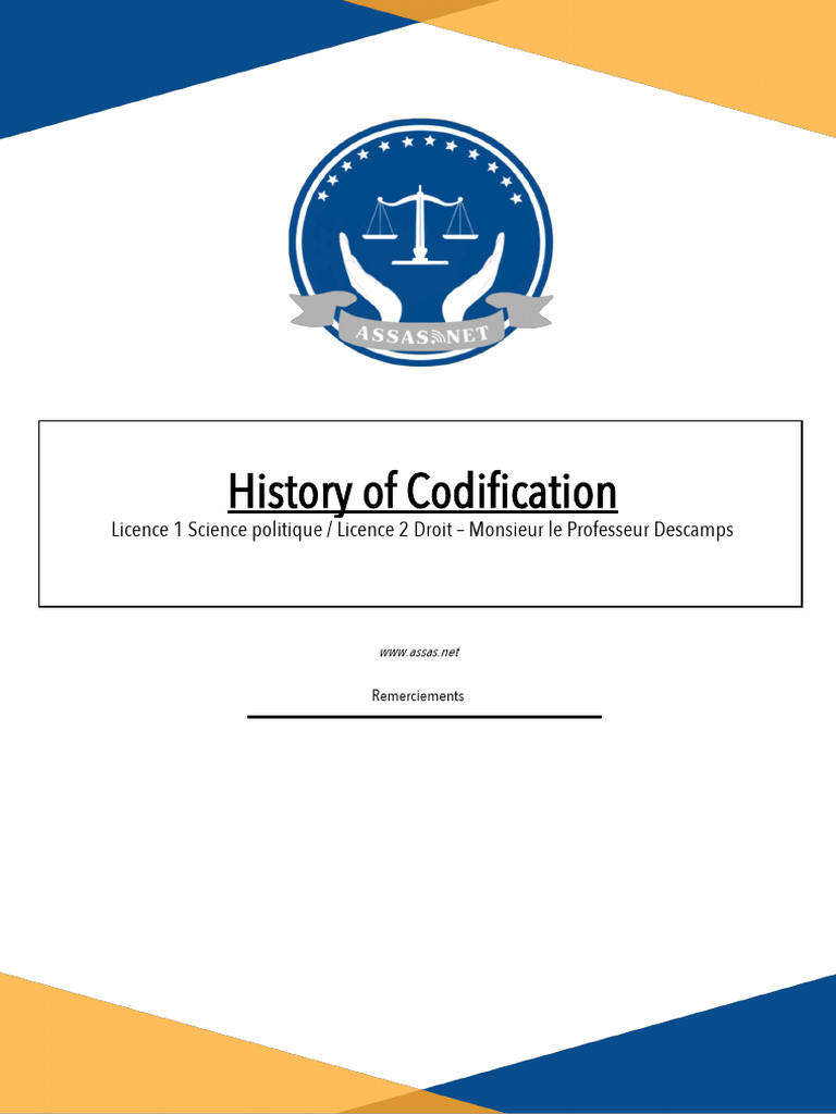 Cours Assas - Net History of Codification L1 Scpo - L2 Droit | PDF | Common Law | Justice