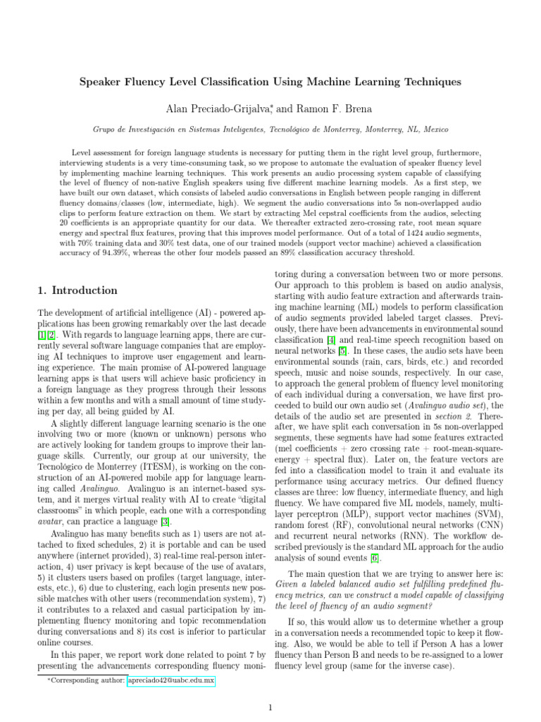 AI-Driven Fluency Assessment | PDF | Artificial Neural Network | Support Vector Machine
