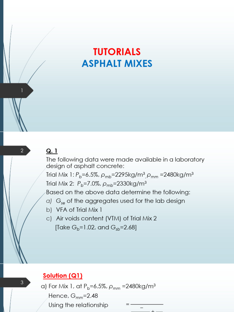 Asphalt Mix Tutorials | PDF | Density | Applied And Interdisciplinary Physics