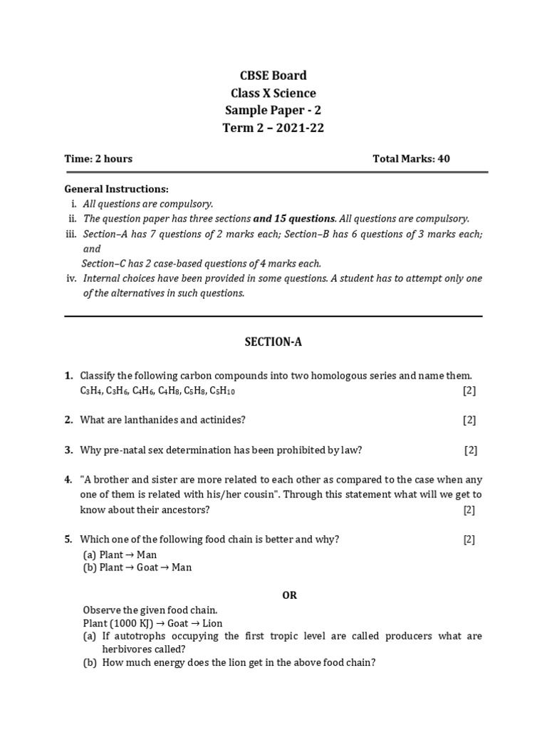 Sample Paper 2 Science | PDF | Isomer | Periodic Table