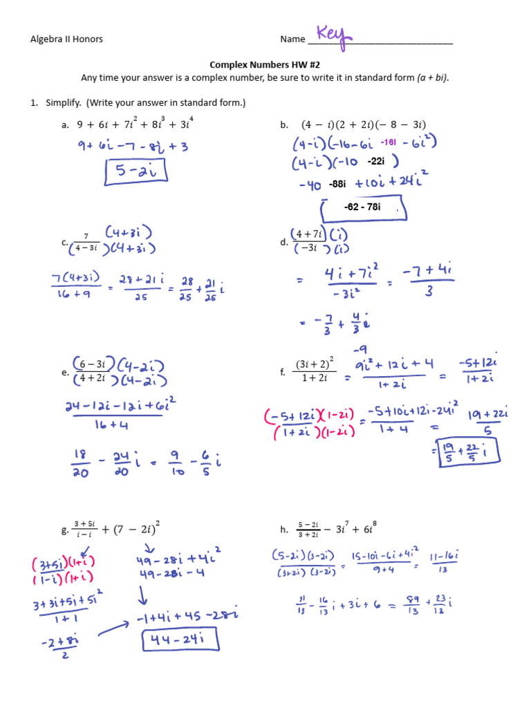 Lesson 3 - Complex Num HW 2 SOLUTIONS | PDF
