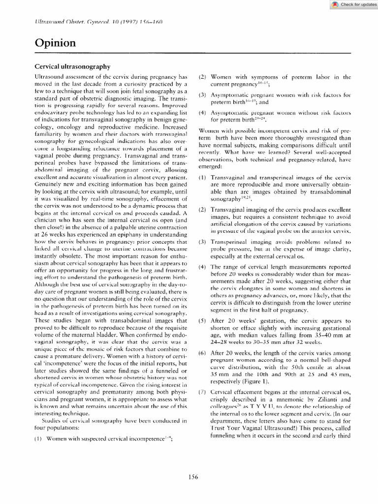 Ultrasound in Obstet Gyne - 2003 - Iams - Cervical Ultrasonography | PDF