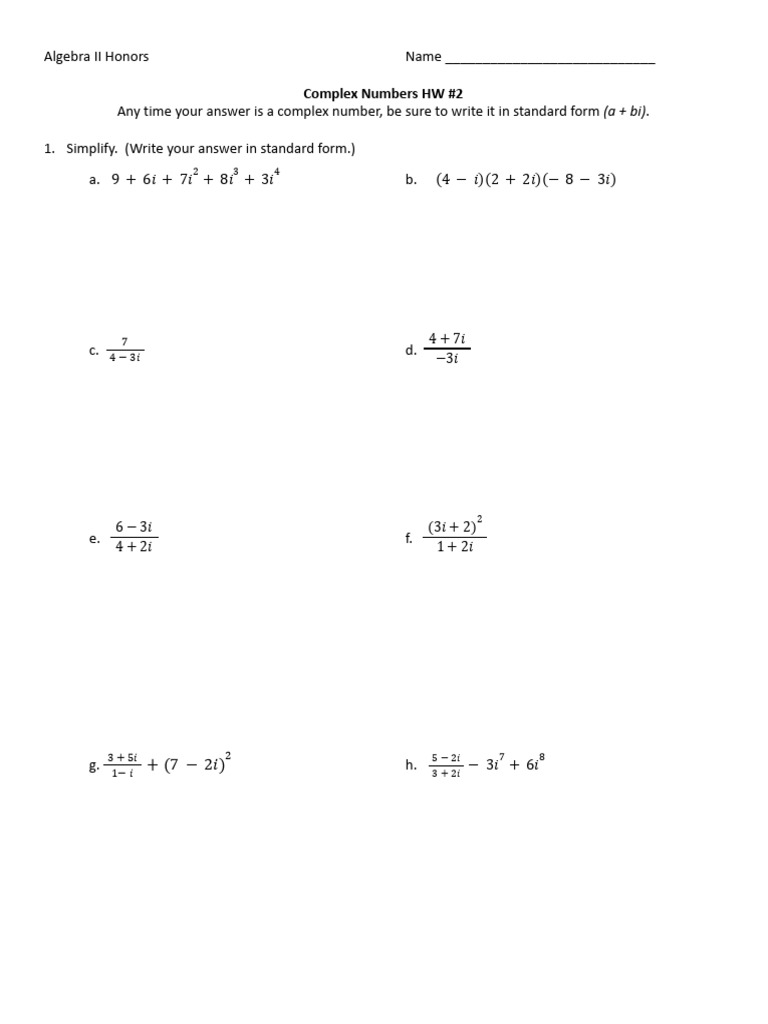 Lesson 3 - Complex Num HW 2 | PDF