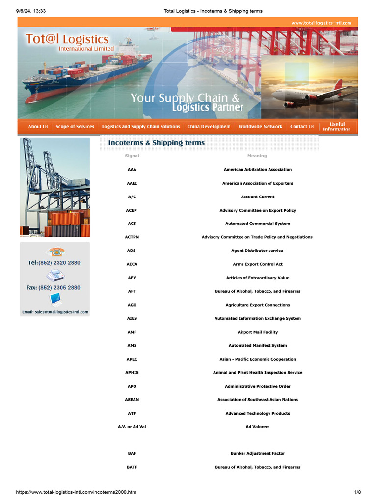 Total Logistics - Incoterms & Shipping Terms | PDF | Freight Transport ...