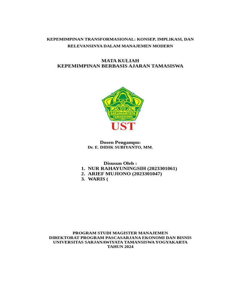 Kepemimpinan Transformasional | PDF