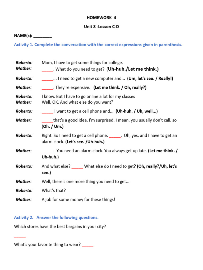 Homework 4 - Unit 8 C-D | PDF