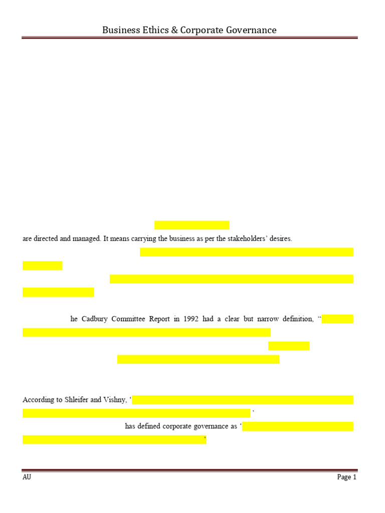 Business Ethics Chapter Four | PDF | Internal Control | Corporate Governance