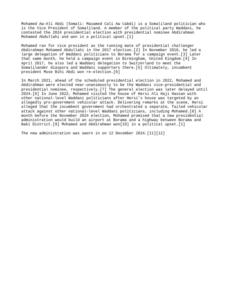 Mohamed Aw-Ali Abdi (Somali Maxamed | PDF
