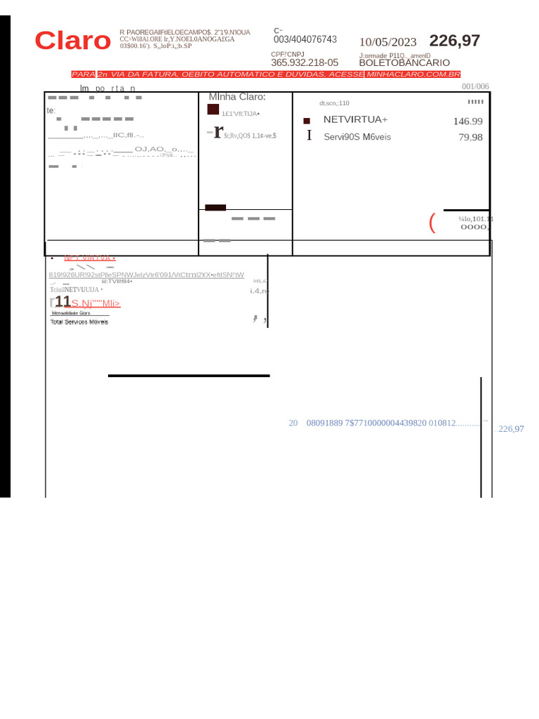 Boleto Bancario Claro: Detalles de Pago | PDF