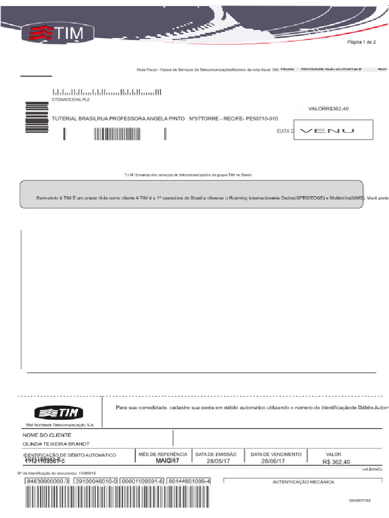 Fatura Da Tim | PDF