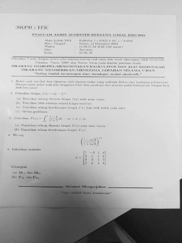 EAS Kalkulus Tahun 2023 | PDF