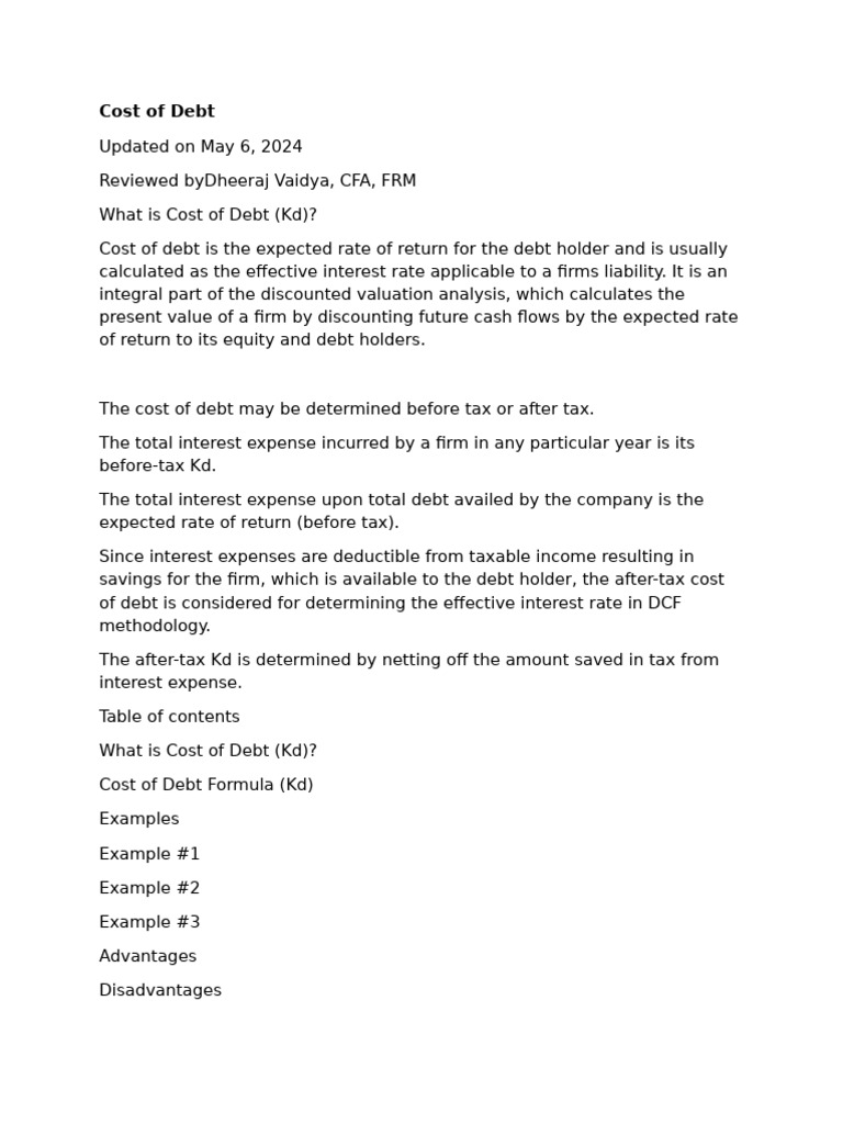 Investment Banking Articles | PDF | Cost Of Capital | Debt