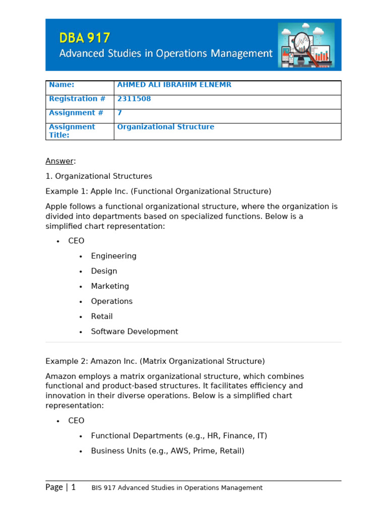 Assignment 8 - Organizational Structure | PDF | Organizational ...