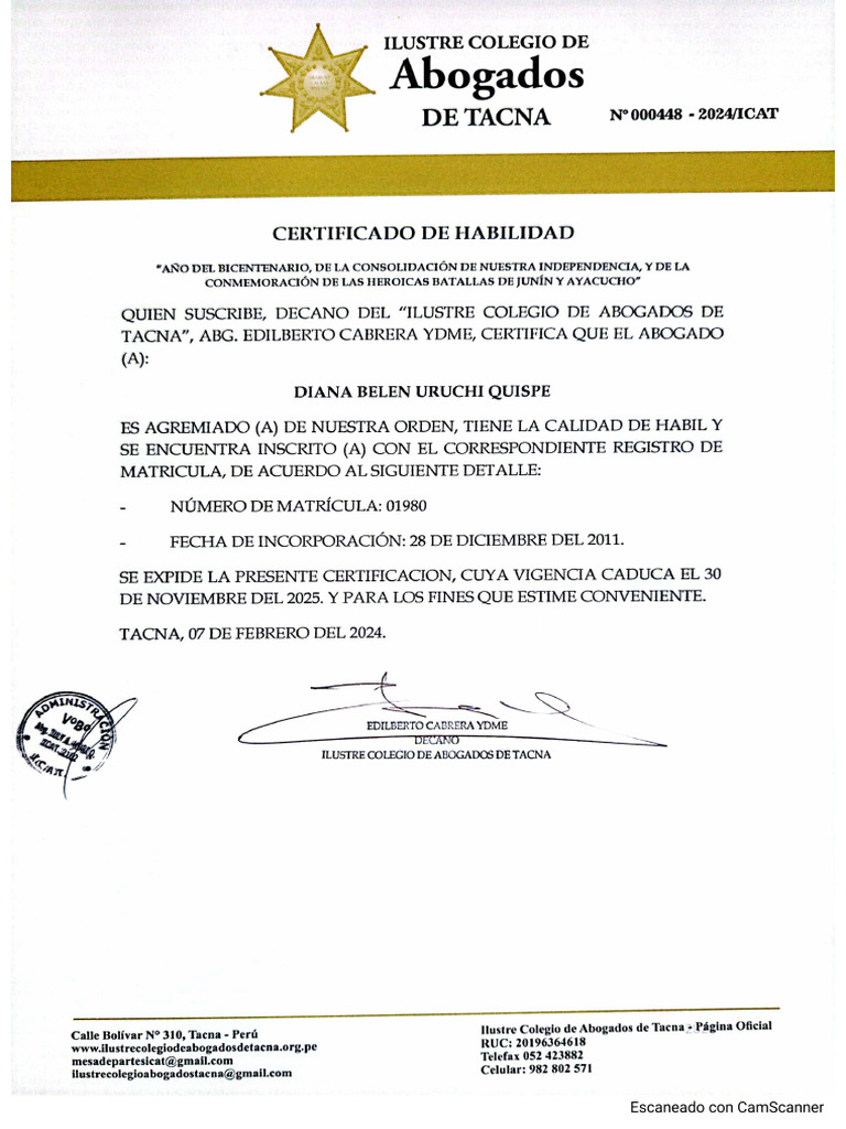 Constancia de Habilitacion Icat | PDF