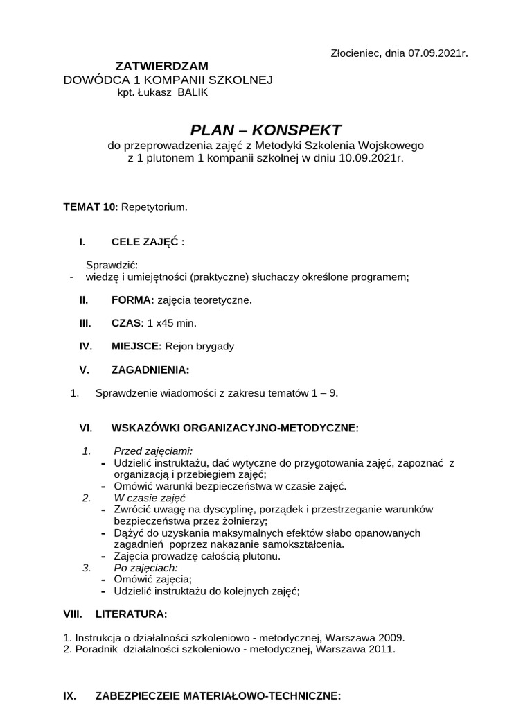 Metodyka Szkolenia T 10 | PDF