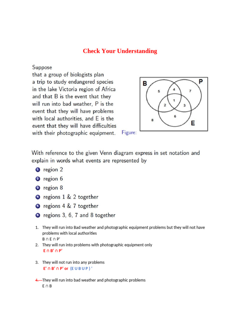 Venn Diagram - Check Your Understanding - Solution | PDF