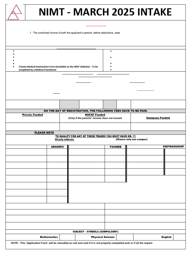 NIMT March 2025 Intake Application Guide | PDF | Identity Document